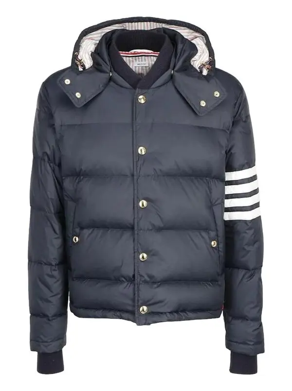 Thom Browne 4-bar Hooded Buttoned Jacket - Navy Blue