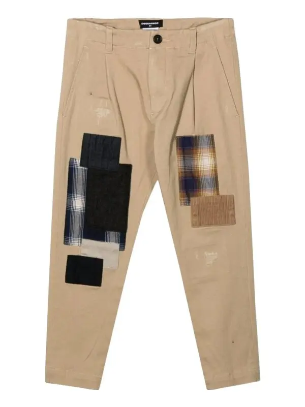 Dsquared2 Patchwork Distressed Tailored Trousers - Black