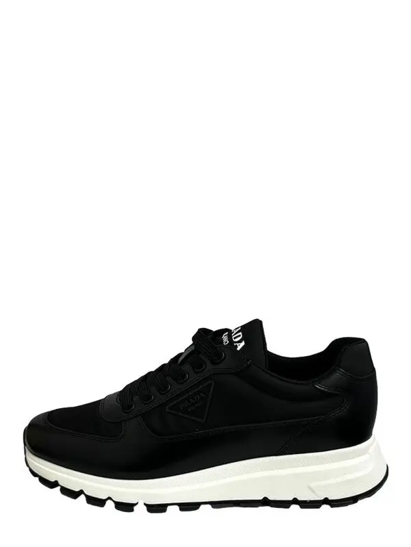 Prada Round Toe Lace-up Sneakers - Black