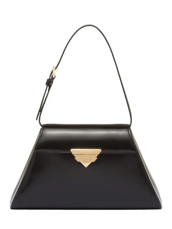 Prada Medium Brushed Leather Handbag - Black