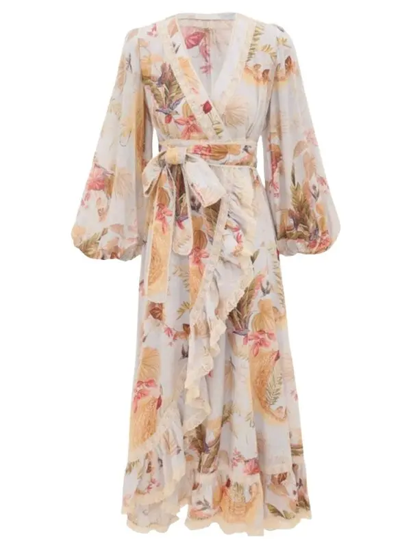 Zimmermann Ascension Frill Midi Dress - Nude