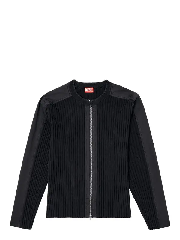 DIESEL® K-matty Ribbed Zip-up Cardigan - Black