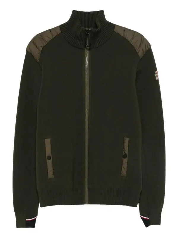 Moncler High Neck Zip-up Cardigan - Black