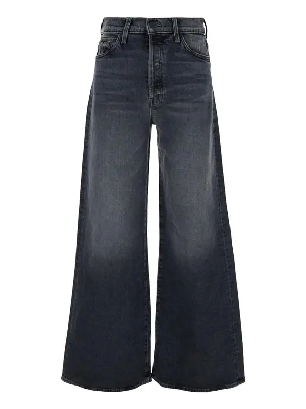 MOTHER The Ditcher Roller Sneak Wide Leg Jeans - Black
