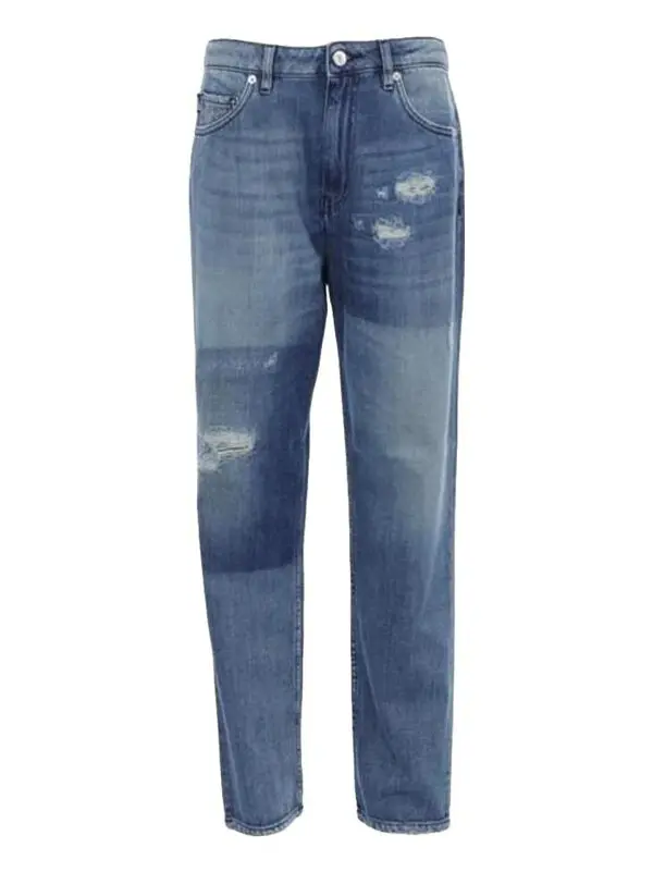 Moschino Straight Leg Jeans With Button Details - Blue