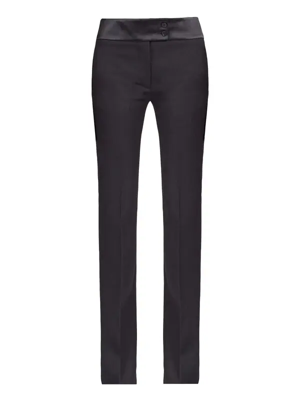 FERRAGAMO Front Crease Wool Casual Pants - Black