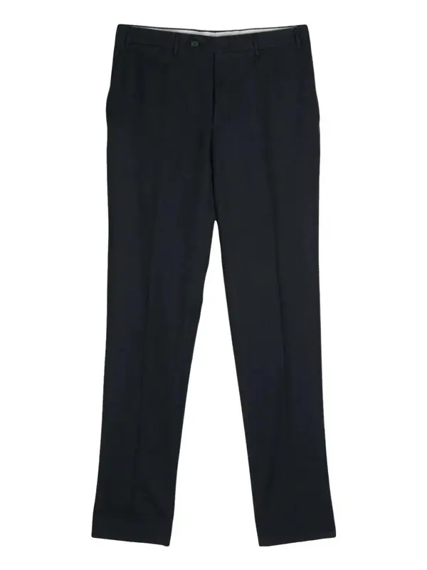 Canali Belt Loop Casual Pants With Button Detail - Black