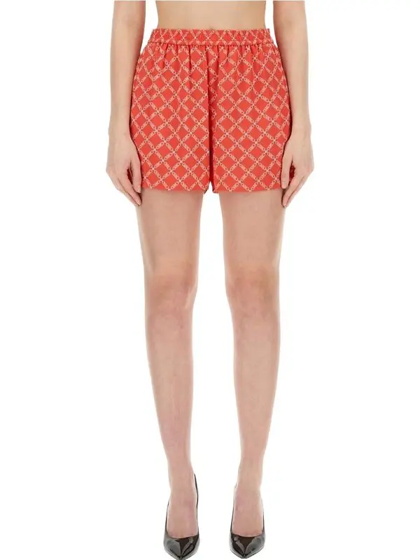 Michael Kors Empire Logo-print Satin Shorts - Nude