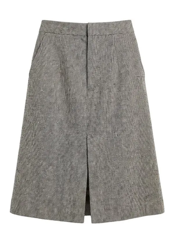 Bottega Veneta Straight Fit Midi Skirt - Brown/white/blue