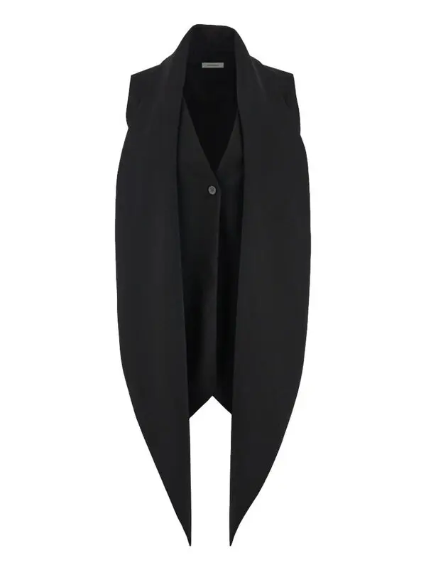FERRAGAMO Single Button Closure Waistcoat With Pointed Hem - Black