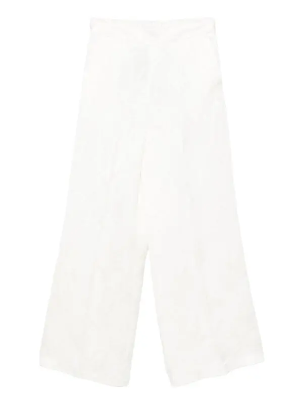 TWINSET Jacquard Satin Palazzo Trousers - White