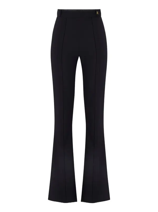 Elisabetta Franchi Logo Charm Flared Pants - Black