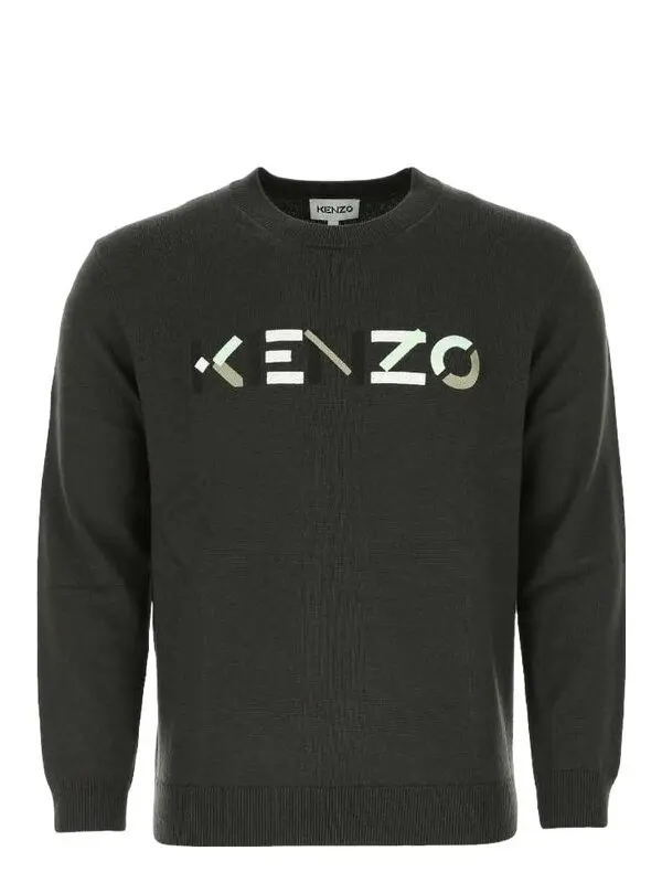 Kenzo Logo Embroidered Knitted Jumper - Black