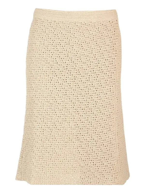 Bottega Veneta Crochet Knit Midi Skirt - Bone/cloud