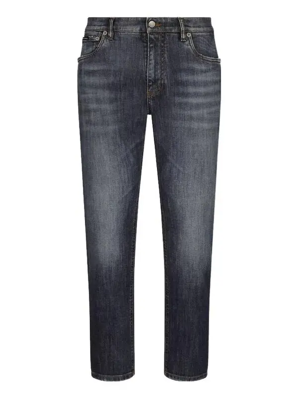 Dolce & Gabbana Logo Embroidered Jeans - Blue