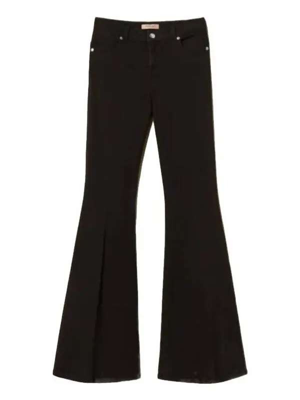 TWINSET Flared Leather Jeans - Black