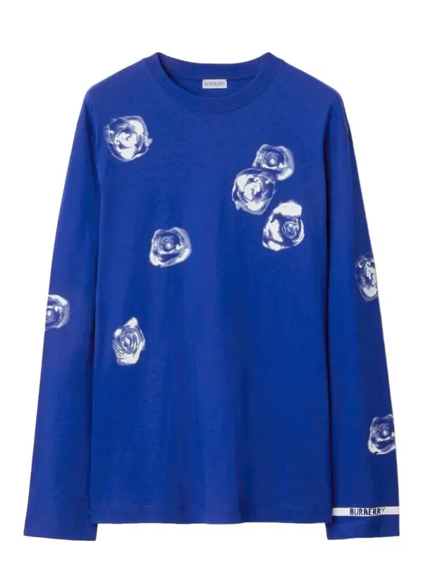 Burberry Round Collar And Long-sleeved T-shirt - Blue