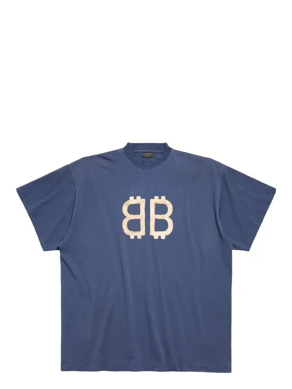 Balenciaga Logo Printed T-shirt - Blue