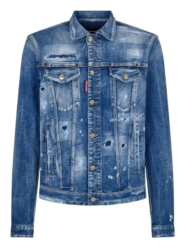 Dsquared2 Distressed Denim Jacket - Blue