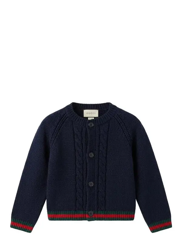 Gucci Baby Wool Cardigan With Web Detail - Black