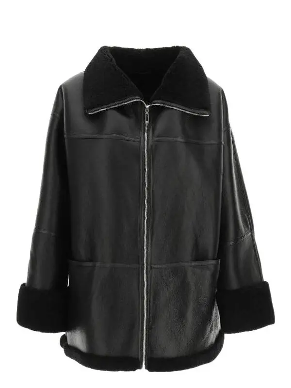 TOTEME Shearling Trim Jacket - Black