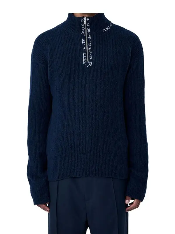 Marni Zipped Neck Jumper - Navy Blue