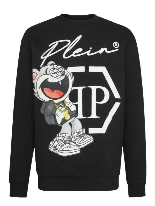 Philipp Plein Graphic Print Crewneck Sweater - Black
