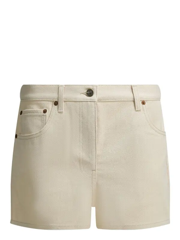 Valentino Garavani Logo-patch Denim Shorts - Ivory White