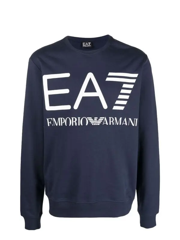 EA7 Logo-print Cotton Sweatshirt - Black