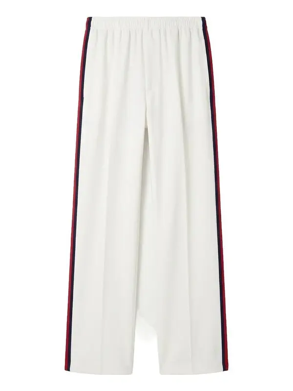 Gucci Fluid Drill Trousers With Web Stripes - Off White
