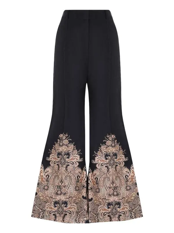 Zimmermann Paisley Printed Flared Pants - Black
