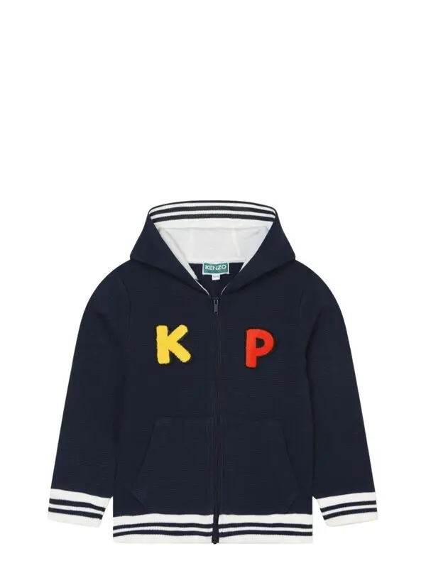 Kenzo Patterned Intarsia-knit Zip-up Hoodie - Black