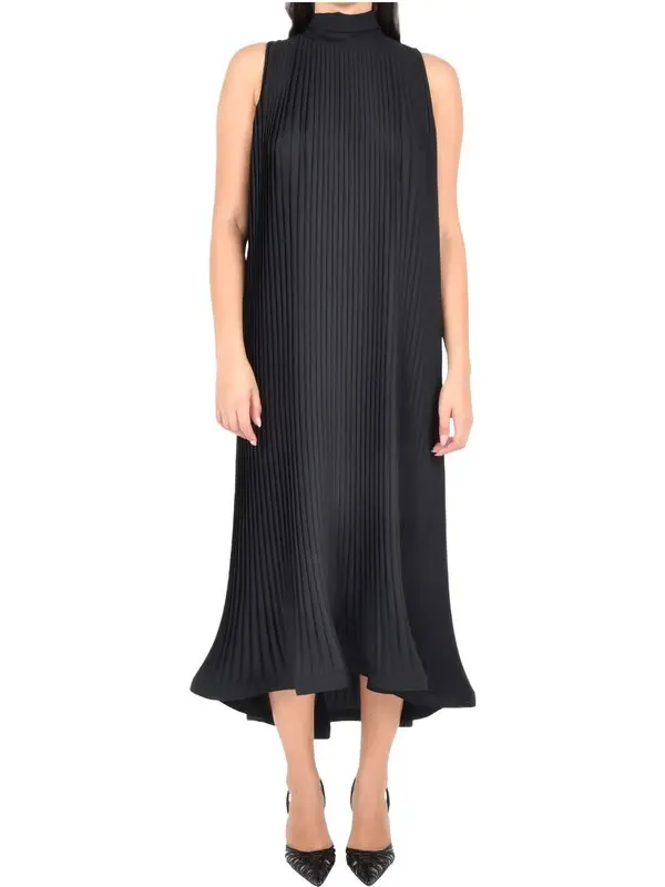 P.a.r.o.s.h Sleeveless Flared Hem Dress With Tie Detail - Black