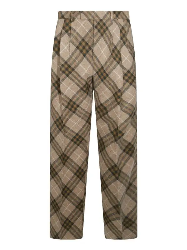 Burberry Straight-leg Checkered Tailored Trousers - Brown