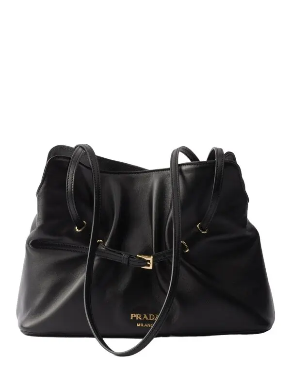 Prada Buckle Detailed Small Bucket Bag - Black