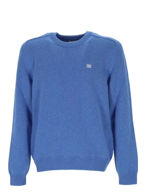 Celine Wool And Cashmere Crew Neck Sweater - Blue