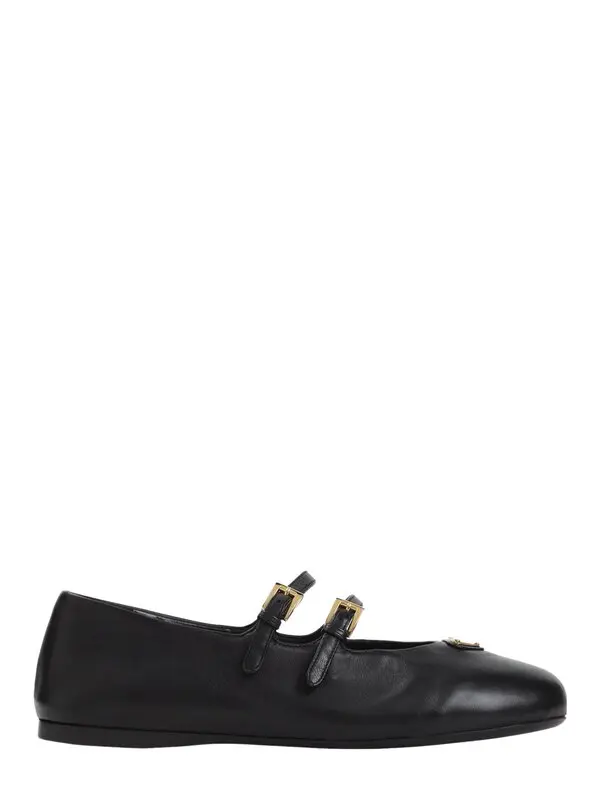 Prada Double Strap Ballet Flats - Black