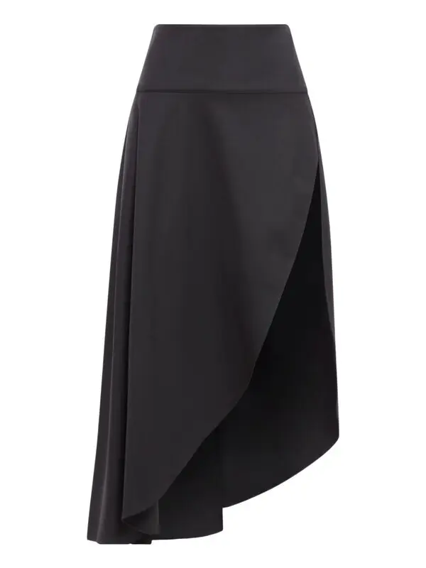 Alaïa Fluid Asymmetrical Midi Skirt - Black