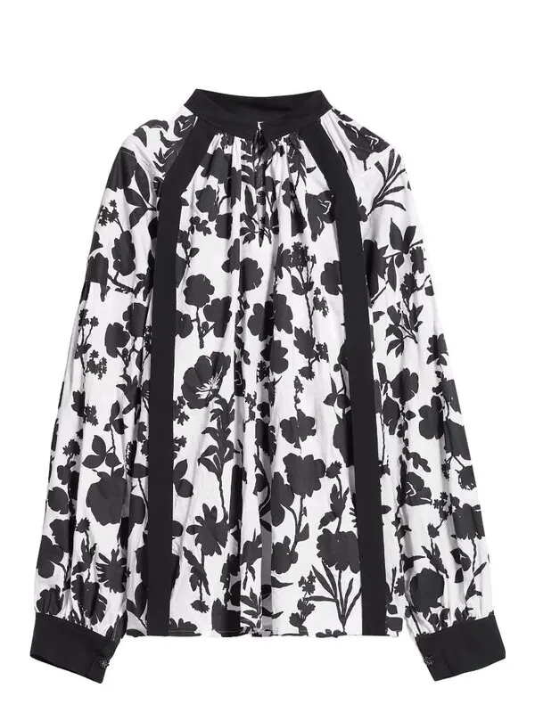 Max Mara Floral Print Silk Blend Top - Black
