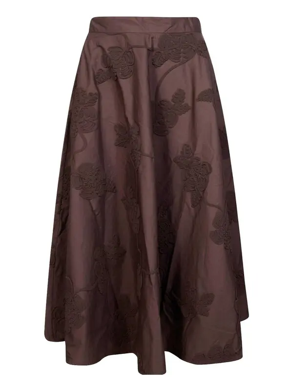 ROTATE BY BIRGER CHRISTENSEN Floral Embroidered Midi Skirt - Black