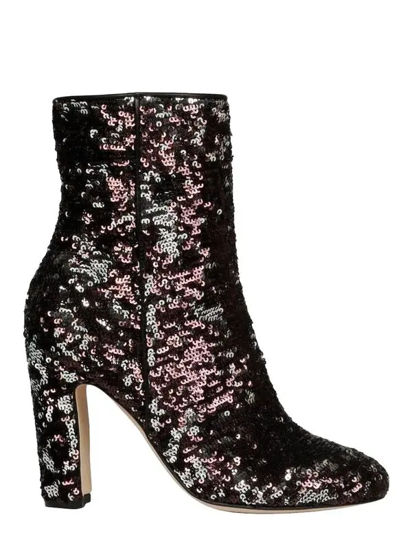 Paris Texas Embellished Sequined High Heel Ankle Boots - Black