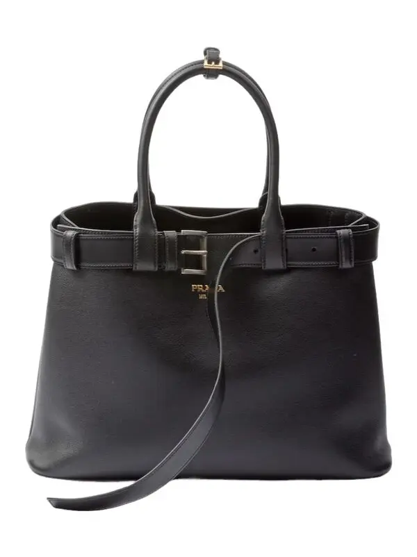 Prada Belted Open-top Handbag - Black