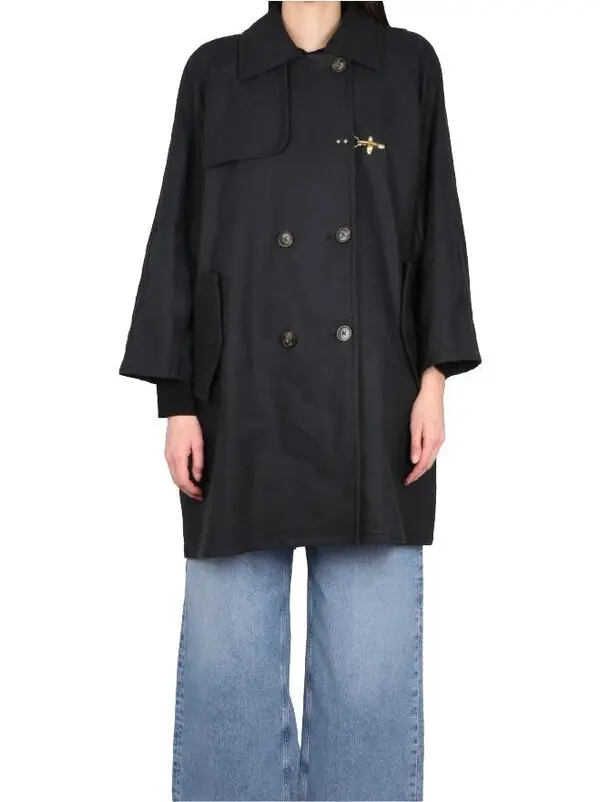 FAY Double-breasted Boxy Coat - Black