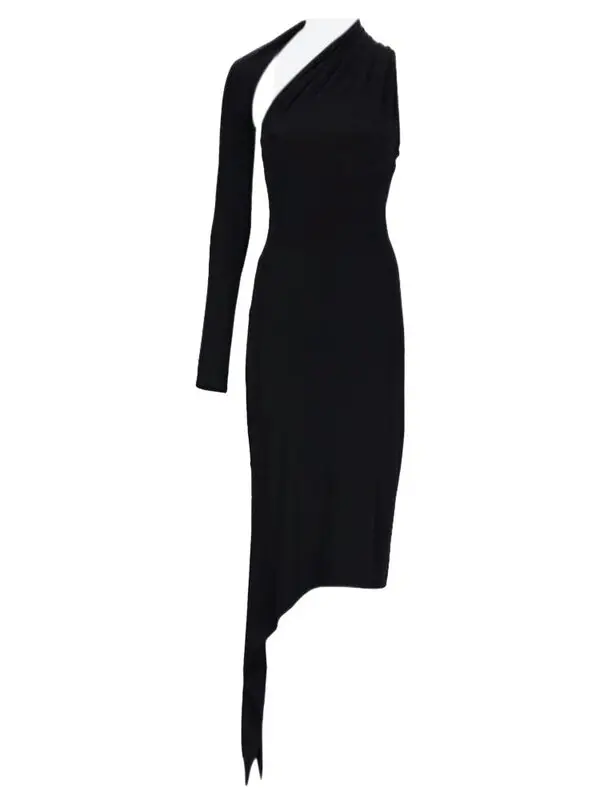 COURREGES Courrèges Asymmetric Neck Crepe Maxi Dress - Black