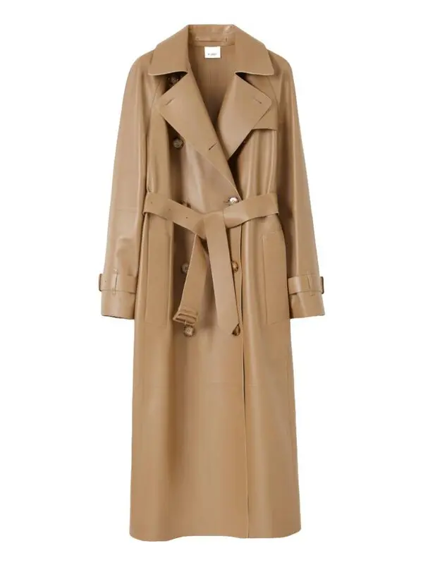 Burberry Waterloo Leather Trench Coat - Brown