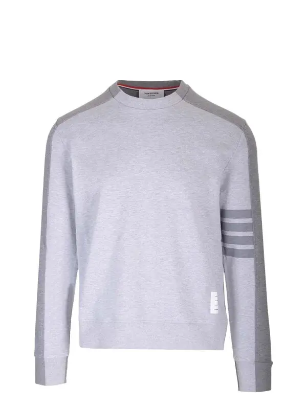 Thom Browne 4-bar Striped Crewneck Sweatshirt - Light Gray