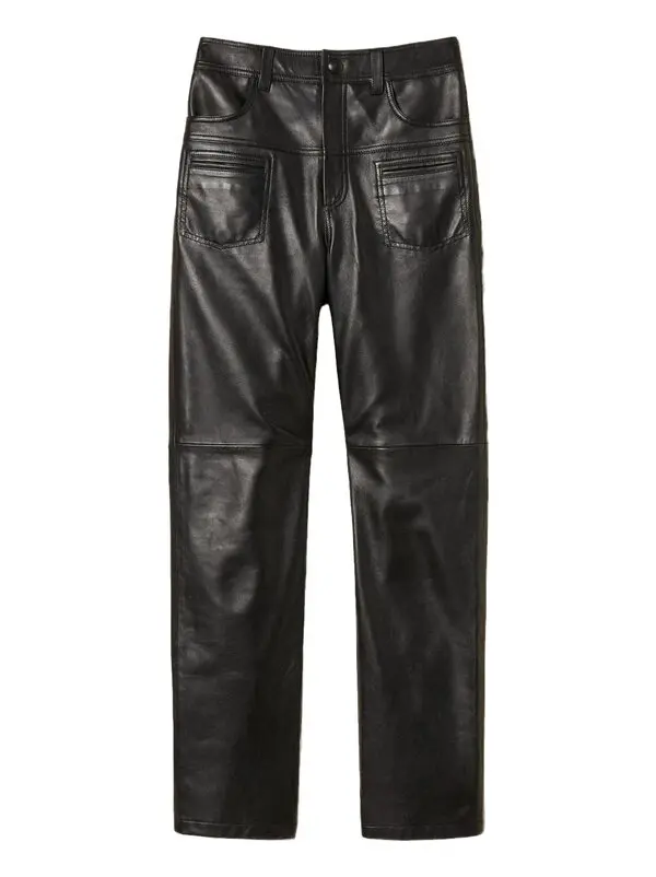 TWINSET Leather Pants With Stitching Detail - Black