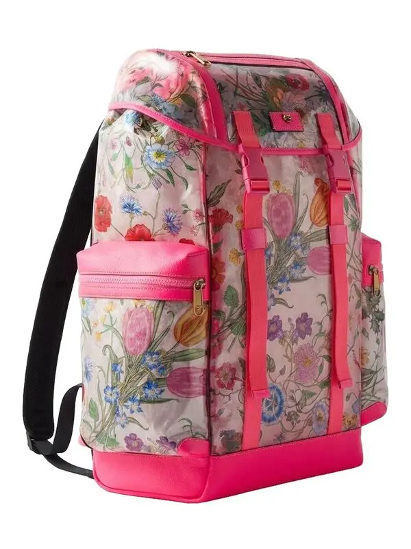 Gucci Flora Print Backpack - Pink And Multicolour