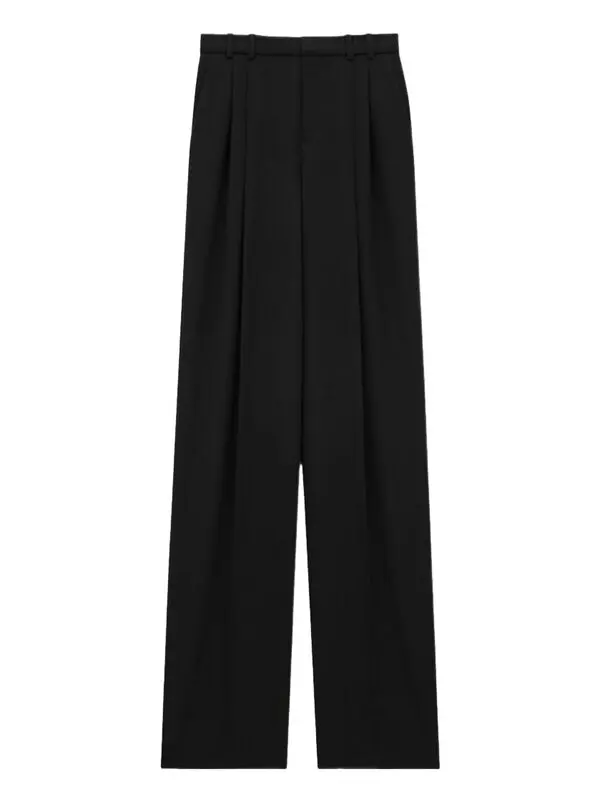Saint Laurent High Waist Wide Leg Trousers - Black