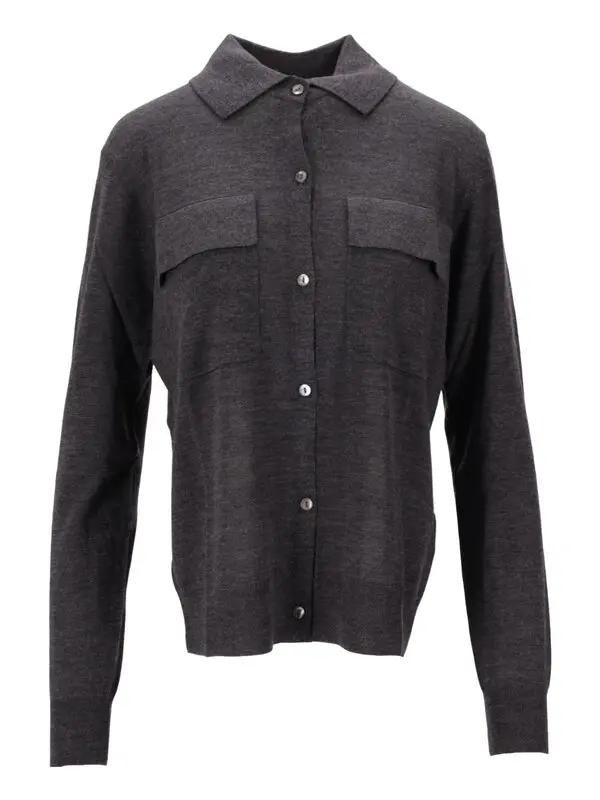 P.a.r.o.s.h Pocket Collared Cardigan - Dark Grey